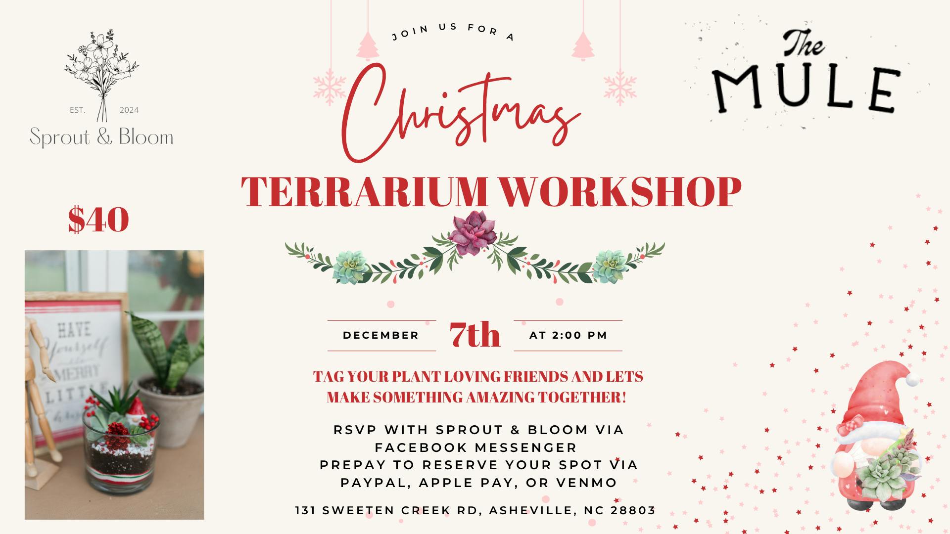 Holiday Terrarium Workshop w/Sprout & Bloom | Devil's Foot Beverage Company