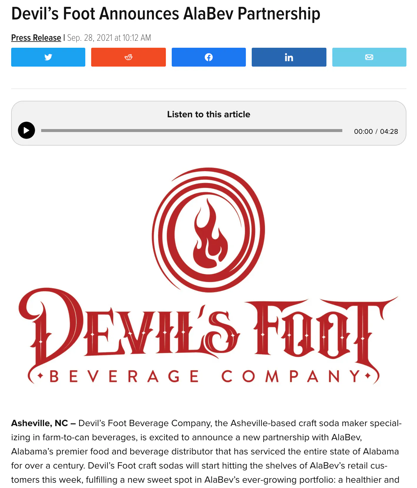 Devil’s Foot Announces AlaBev Partnership | Devil’s Foot Beverage Company