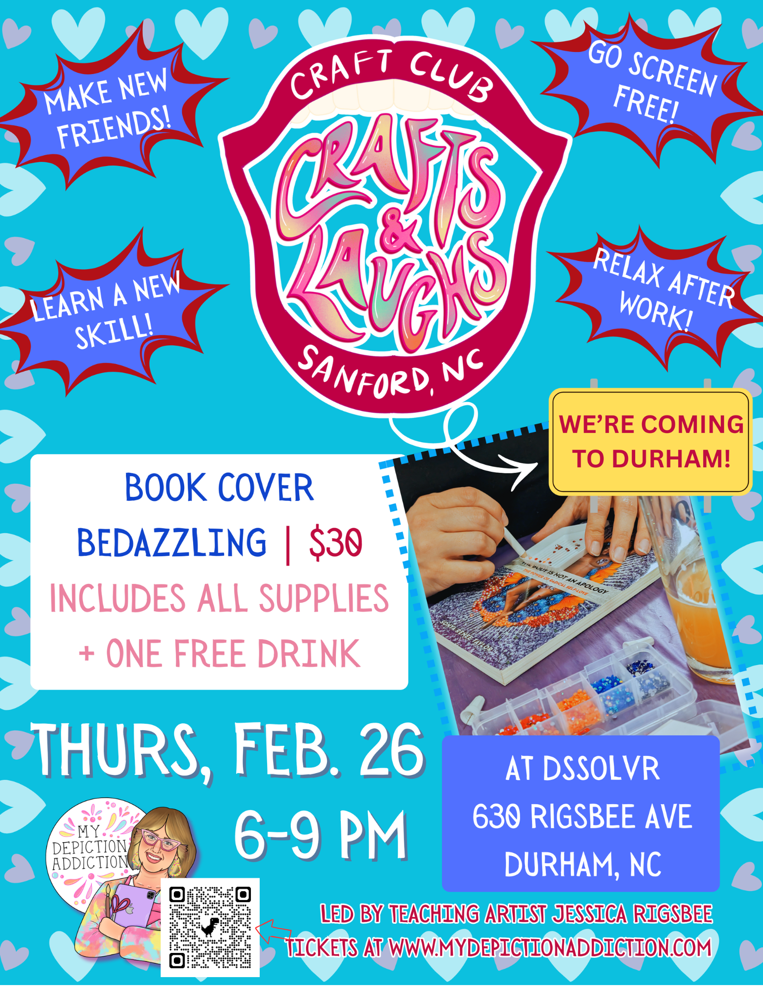 Crafts & Laughs Craft Club: Book Bedazzling - Durham | DSSOLVR