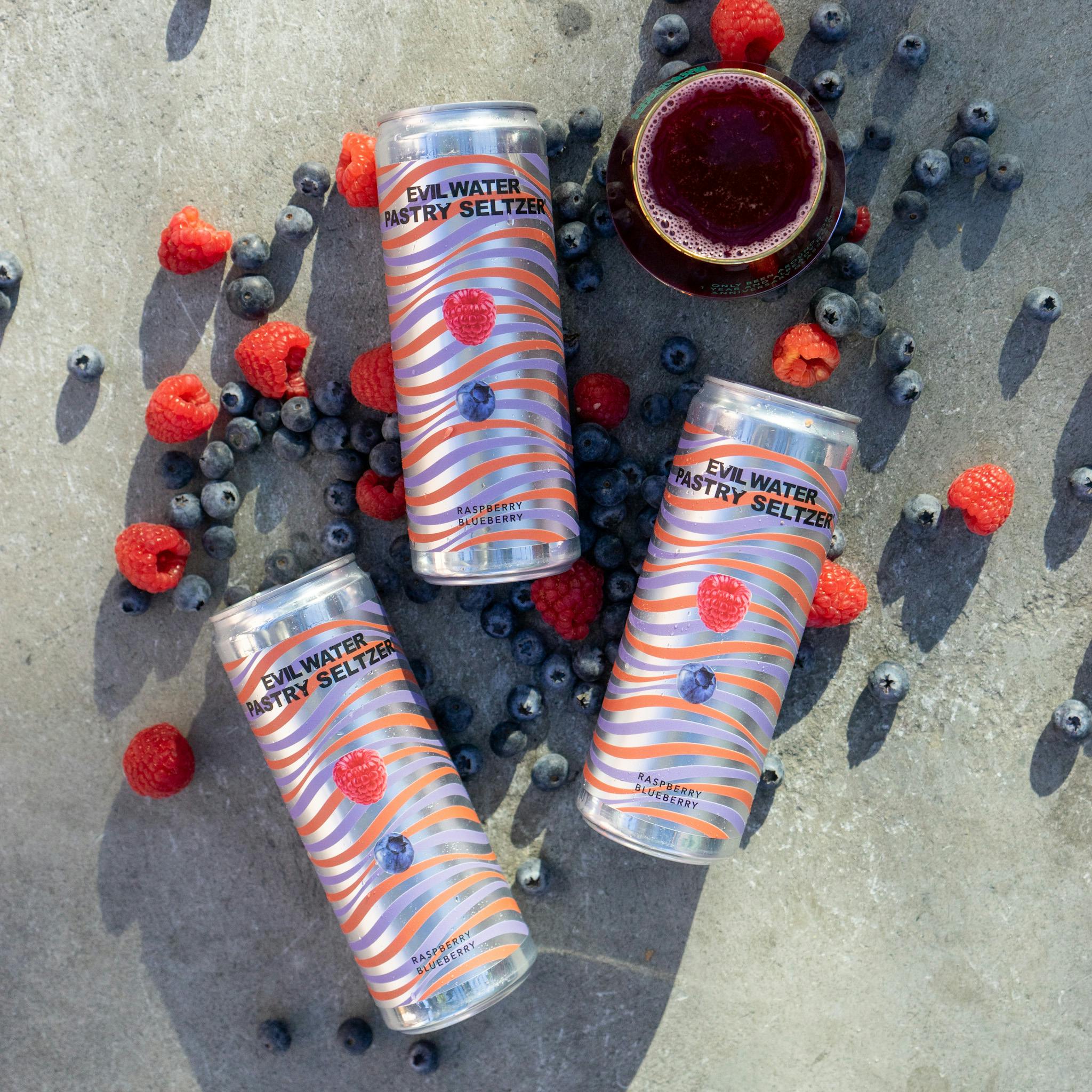 EVIL WATER PASTRY SELTZER - RASPBERRY, BLUEBERRY | Evil Twin Brewing NYC