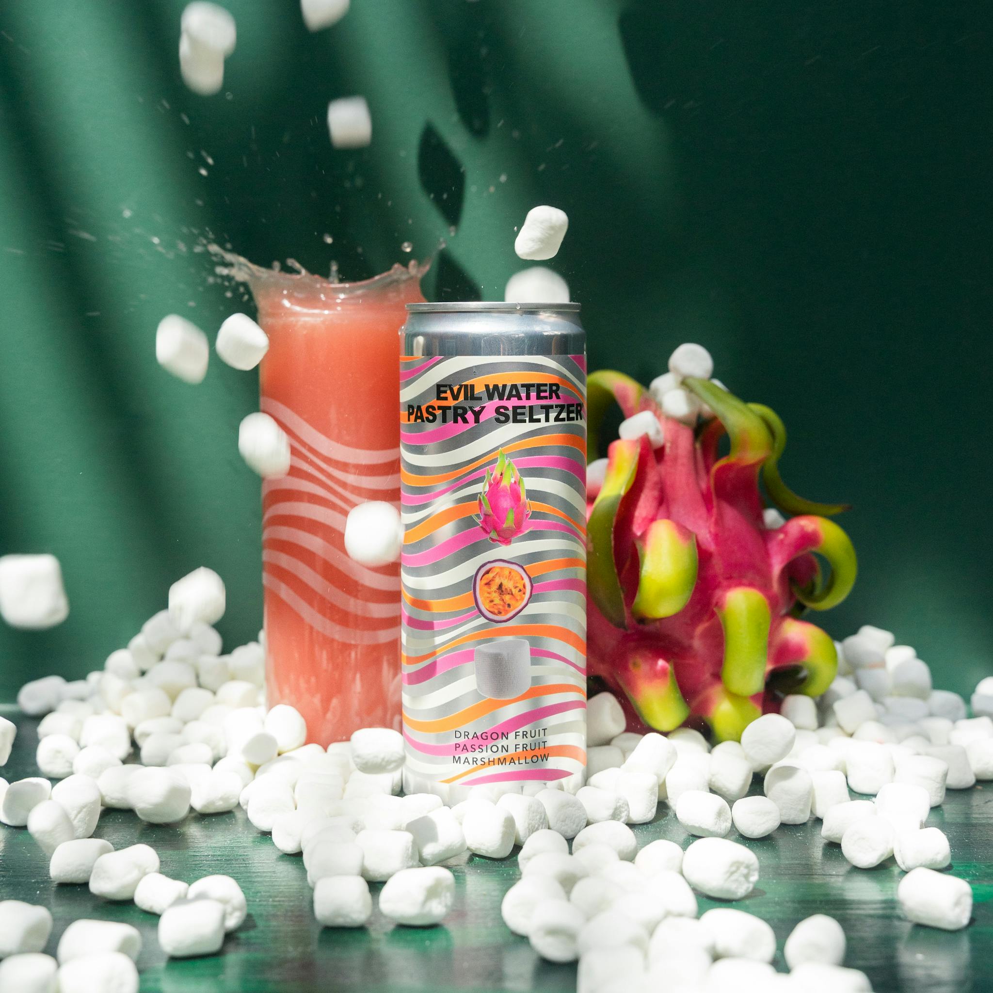 EVIL WATER PASTRY SELTZER - DRAGON FRUIT, PASSION FRUIT, MARSHMALLOW ...