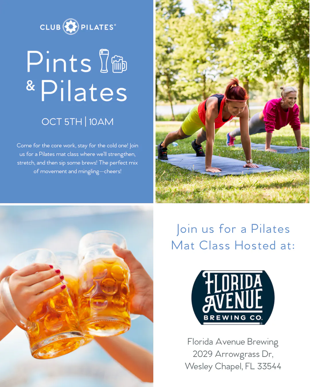 Pints And Pilates Outdoor Beer Garden Class | Florida Avenue Brewing