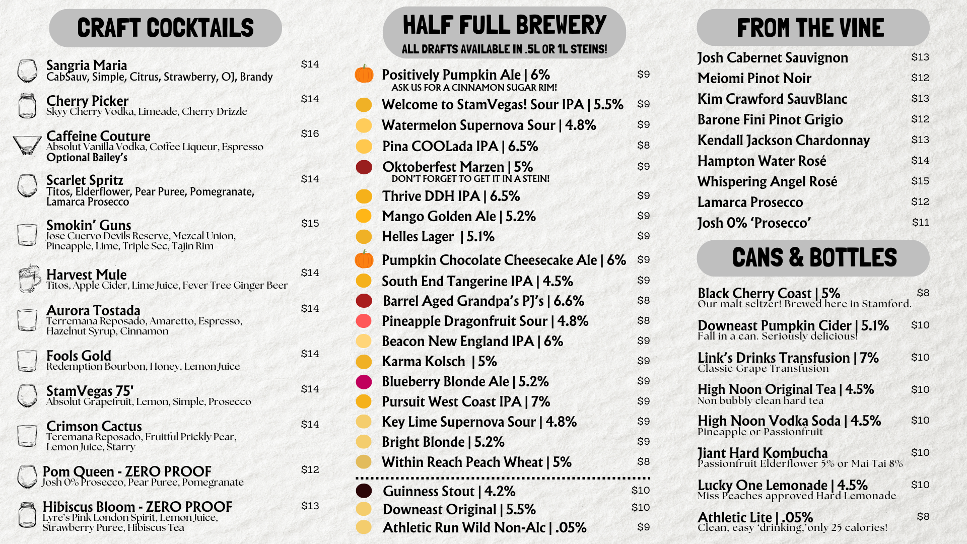 MENUS - Third Place | Half Full Brewery