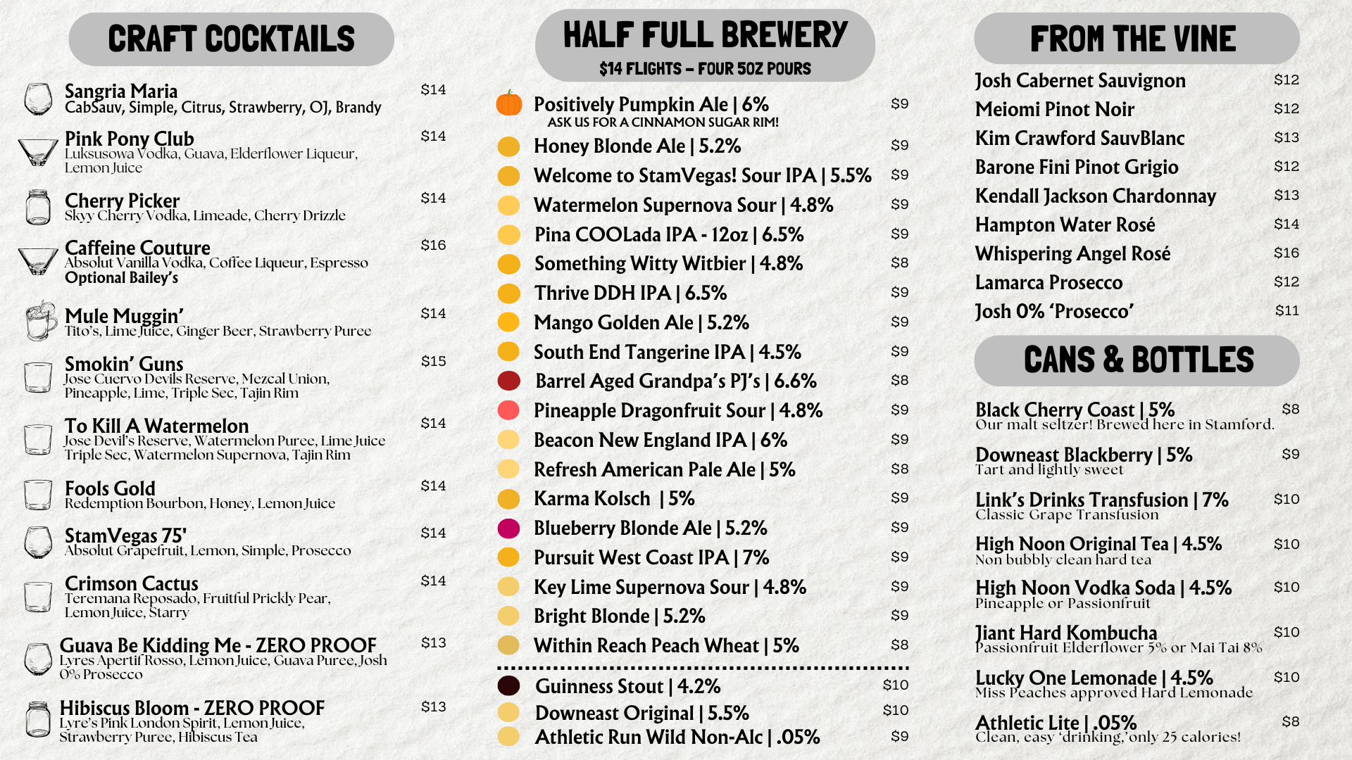 MENUS - Third Place | Half Full Brewery