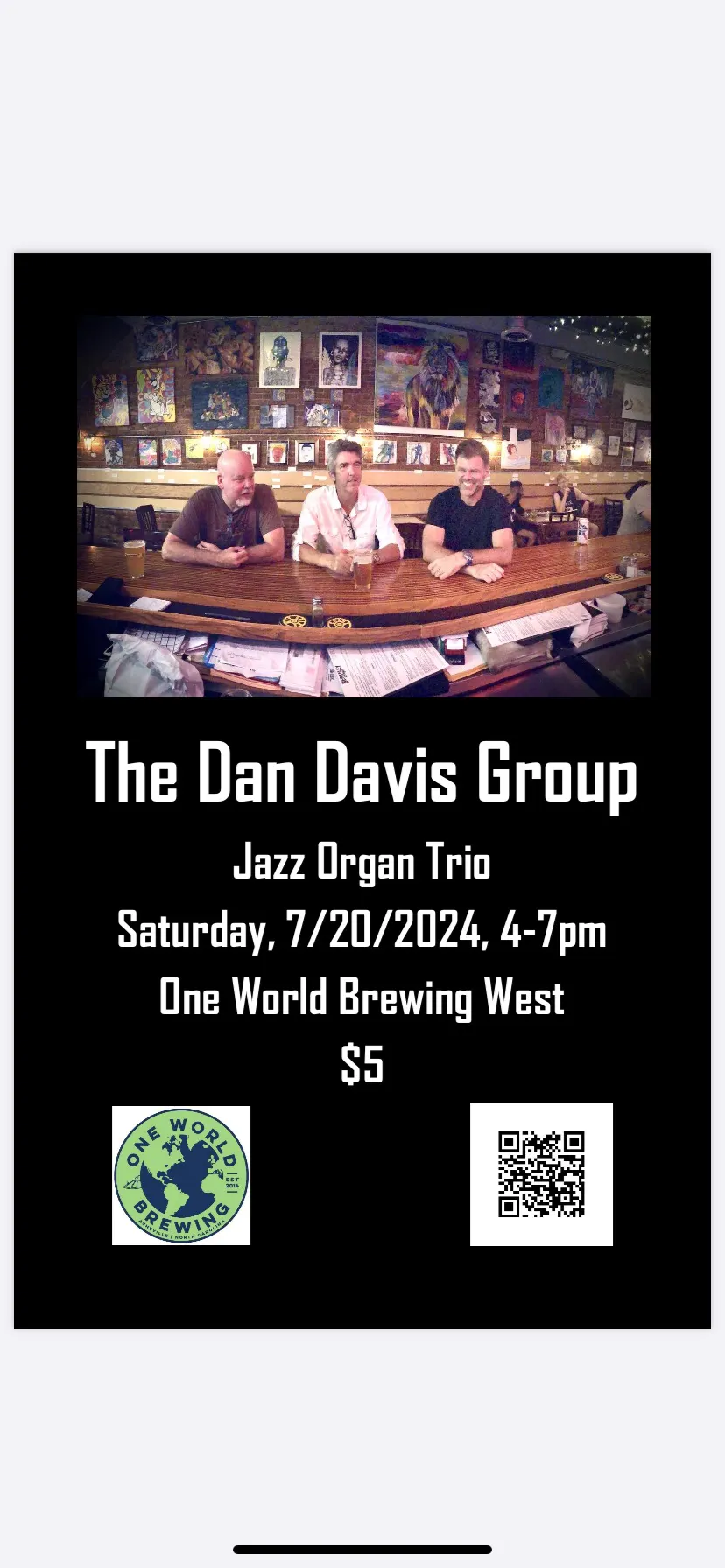 Dan Davis Organ Trio | One World Brewing