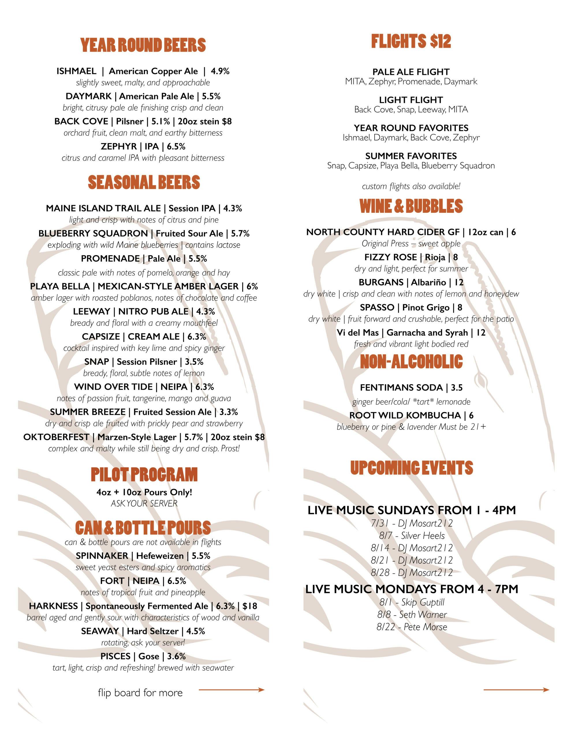 Today’s Menu | Rising Tide Brewing
