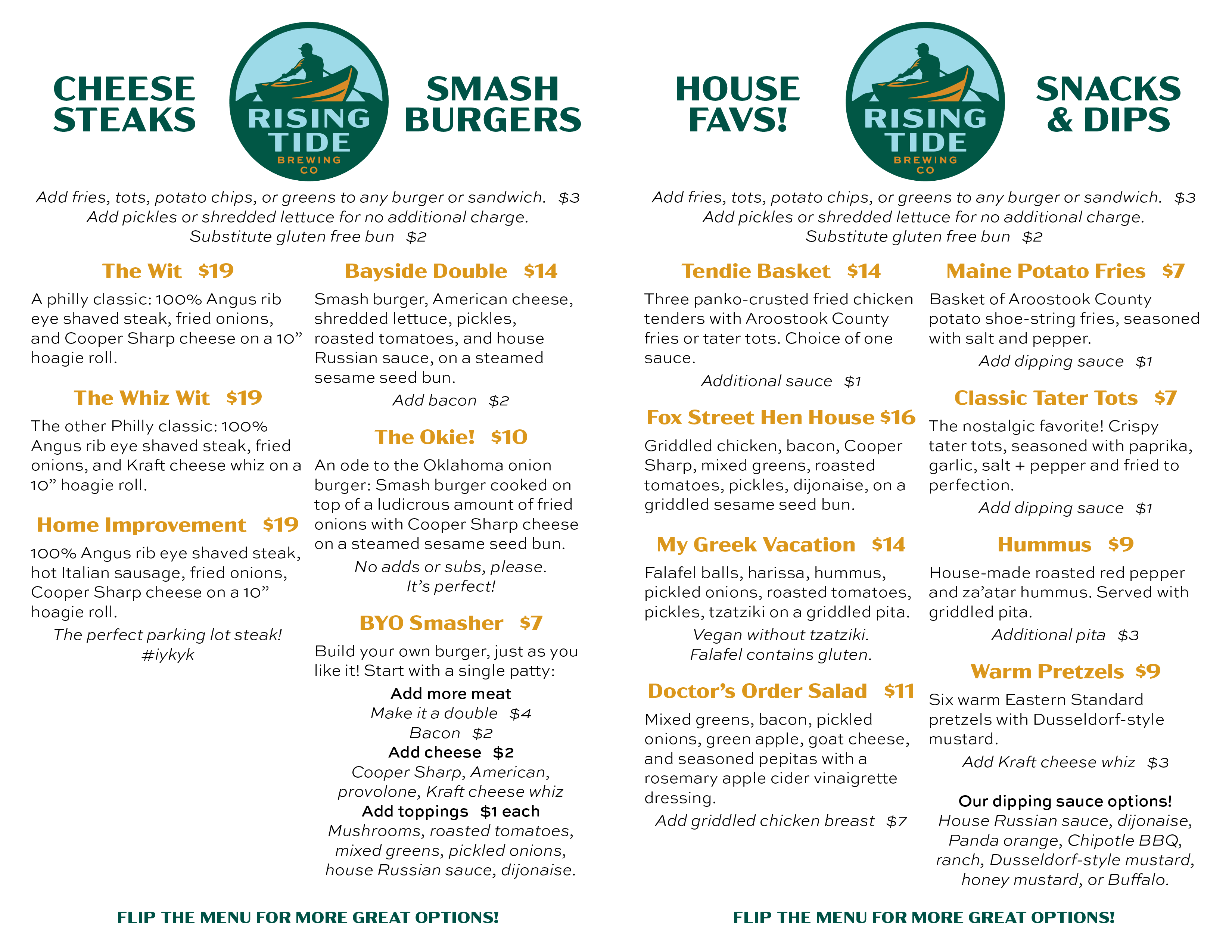 Today’s Menu | Rising Tide Brewing