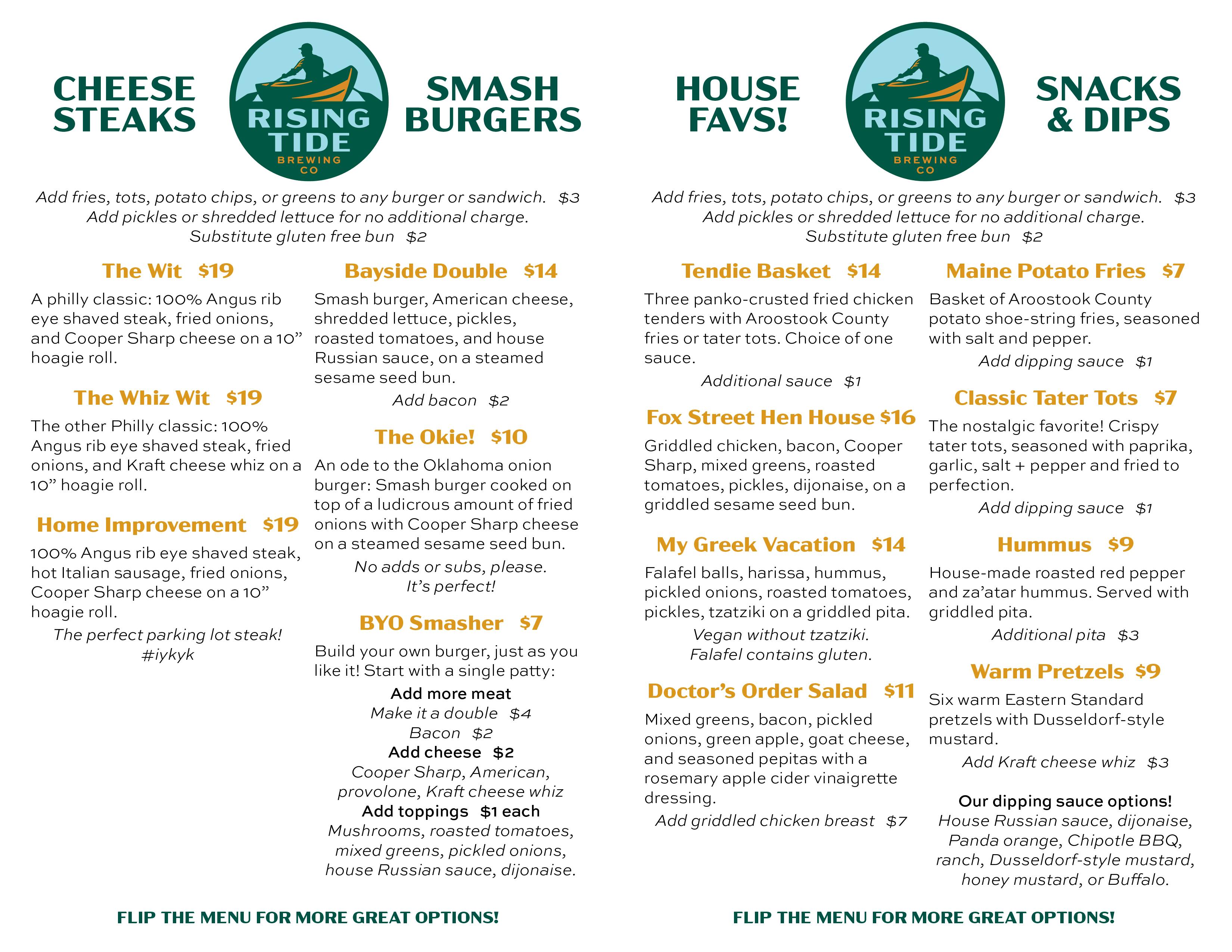 Today’s Menu | Rising Tide Brewing