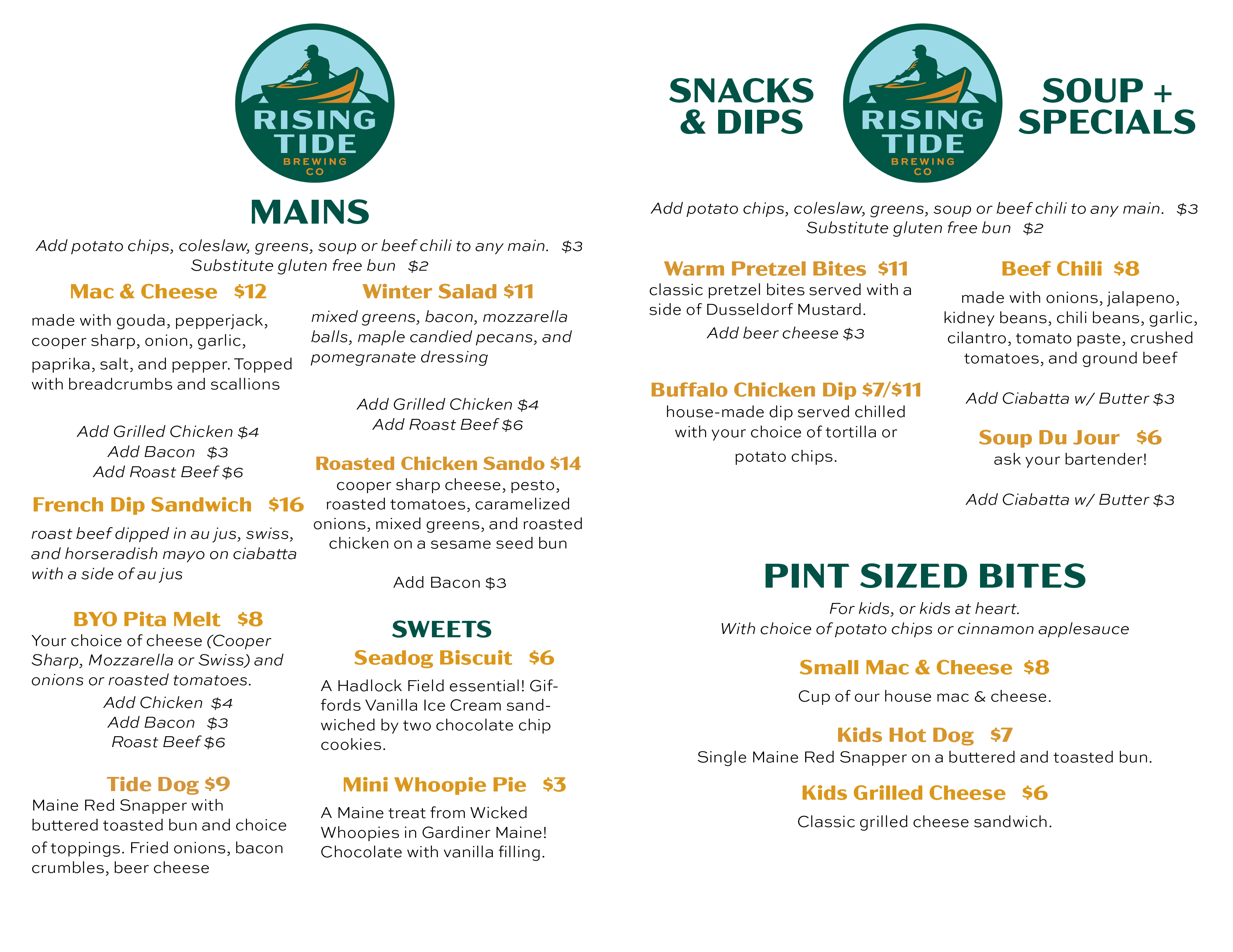 Today’s Menu | Rising Tide Brewing