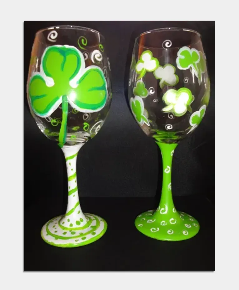 Paint Nite: Shamrock Wine Glasses | Utah Beers